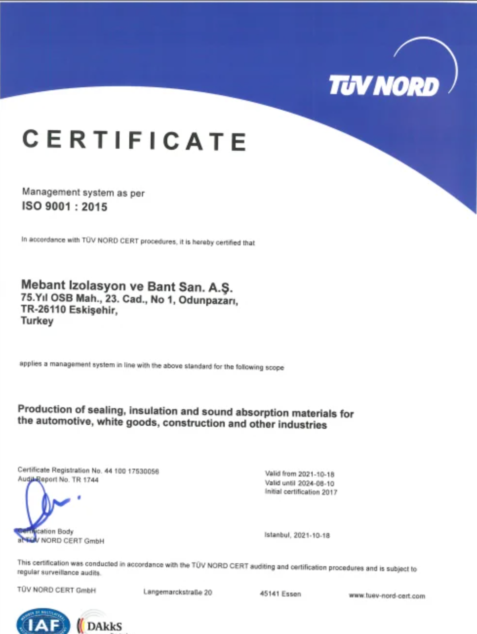 Sertifikalar & Ödüller – Mebant