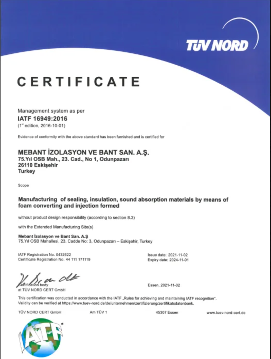 Sertifikalar & Ödüller – Mebant